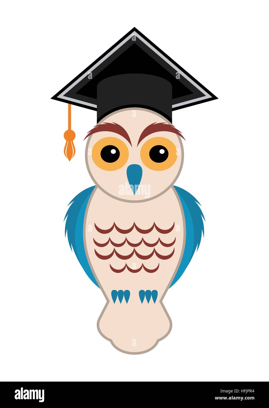 Colorful owl with graduation hat on white background Stock Vector Image ...