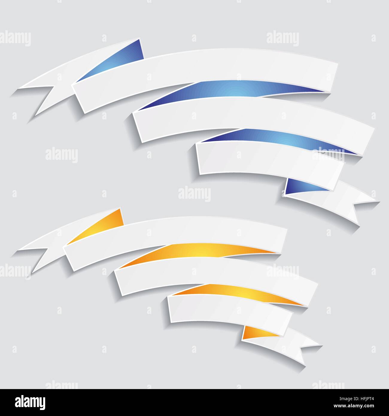 Two white vector ribbon banners on grey background Stock Vector Image ...