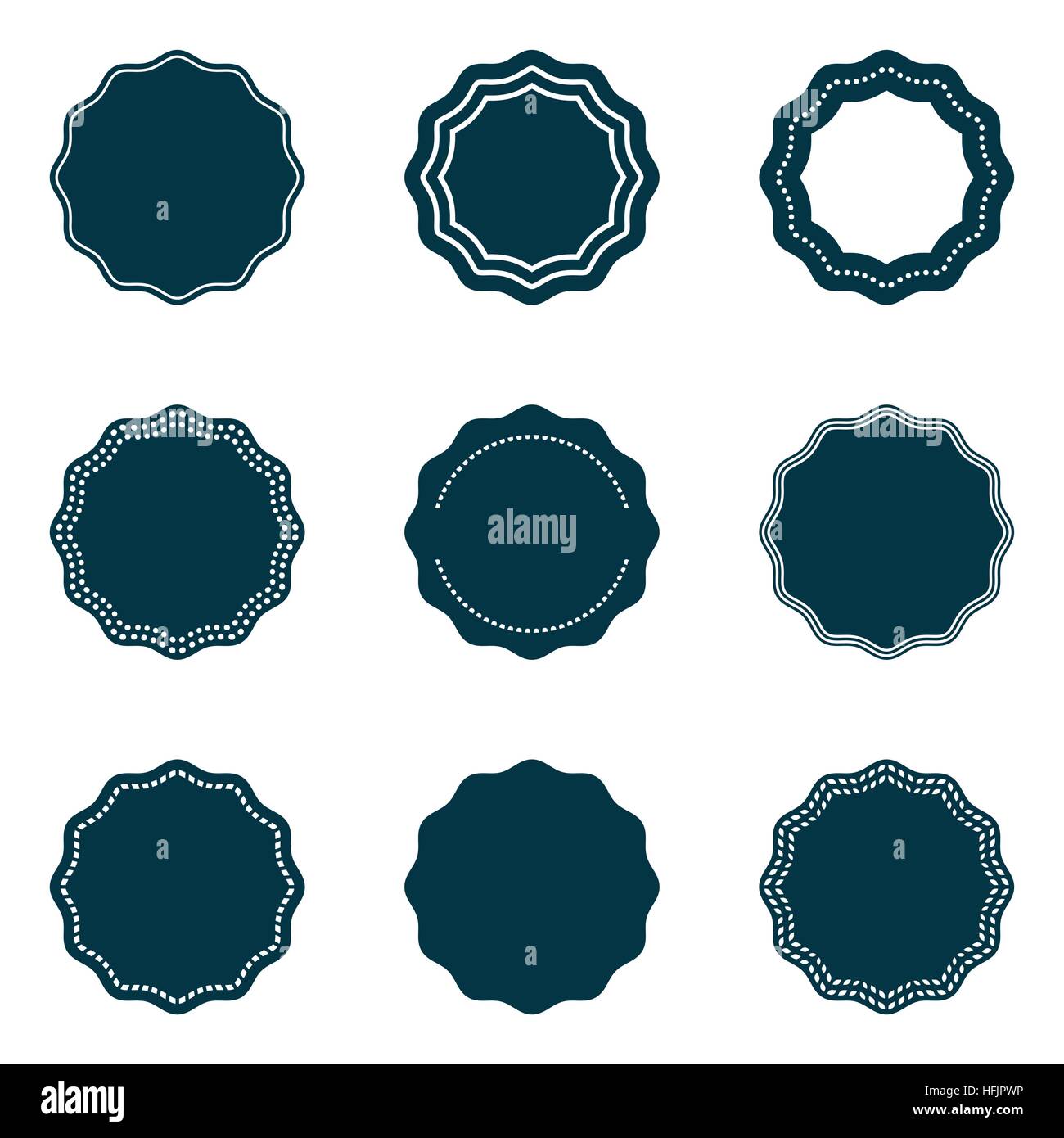 Dark blue vector collection of round vintage labels Stock Vector Image ...