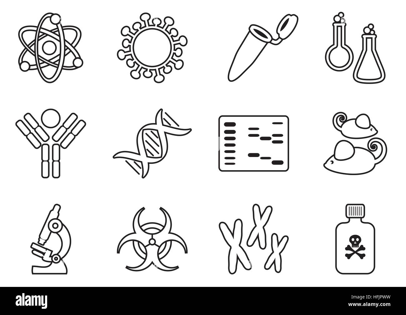 Modern Thin Line Molecular Biology Science Icon Collection Stock Vector Art And Illustration