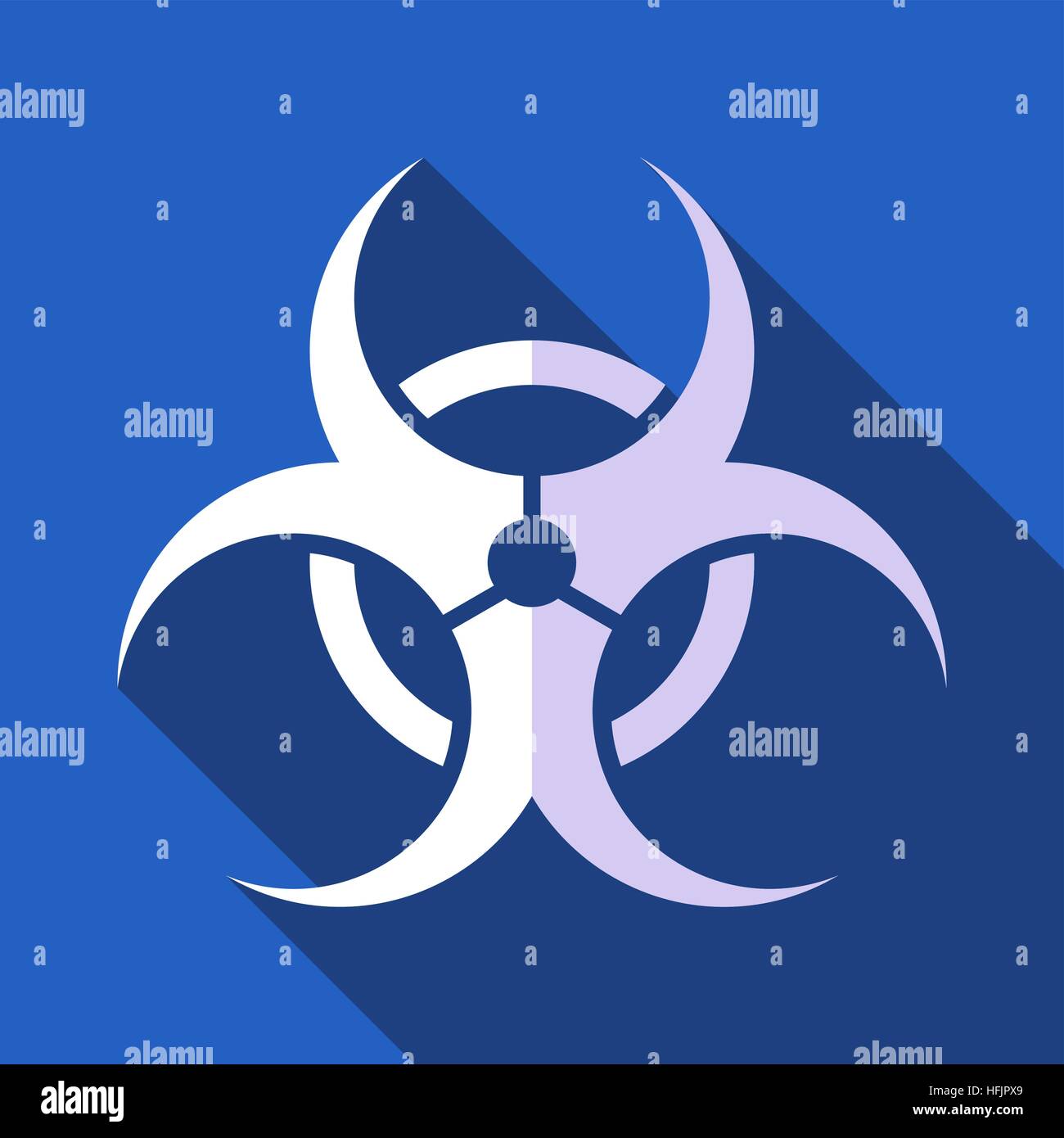 White vector biohazard symbol on blue flat design Stock Vector Image ...
