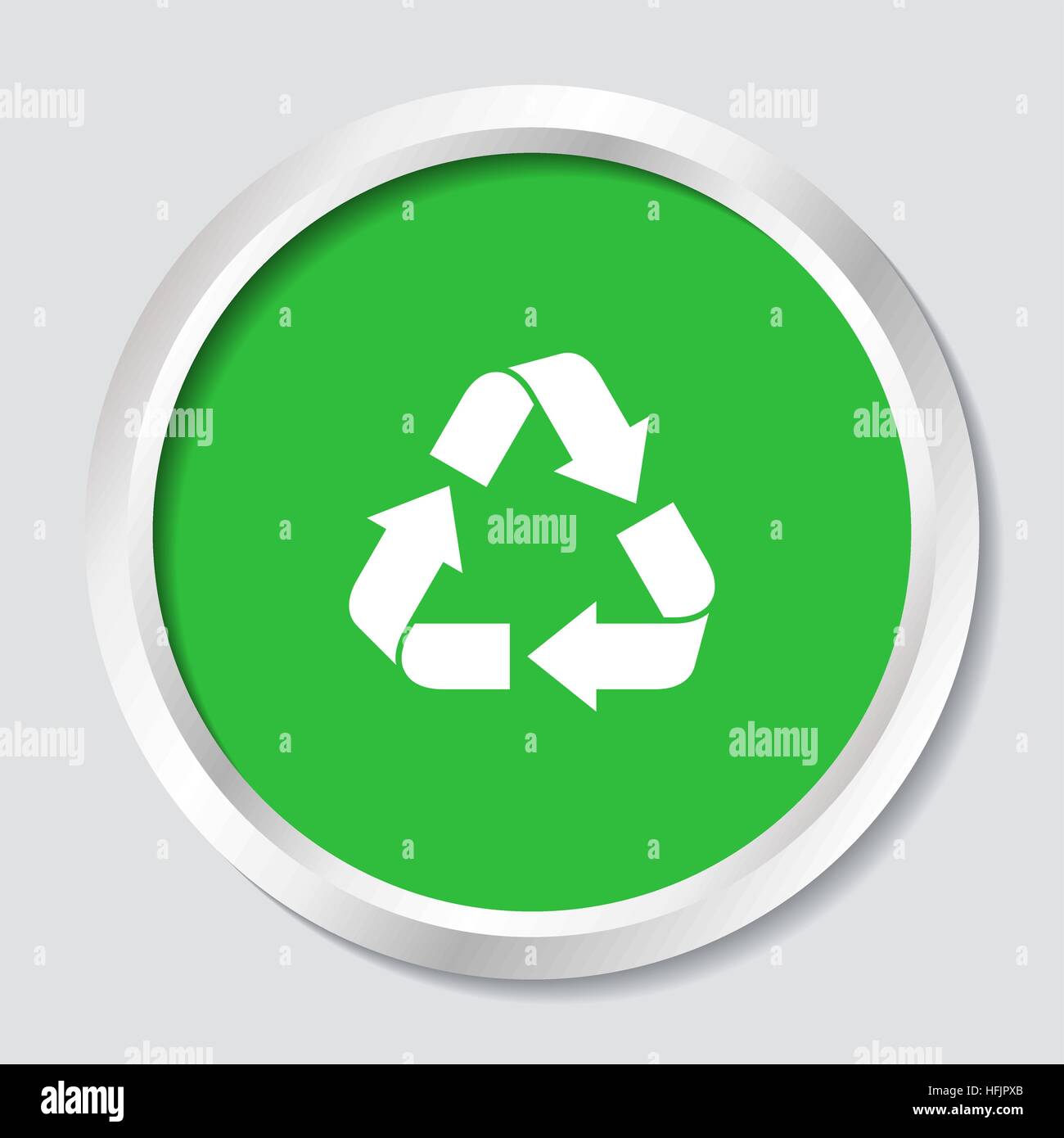 White vector recycle sign on green button Stock Vector Image & Art - Alamy