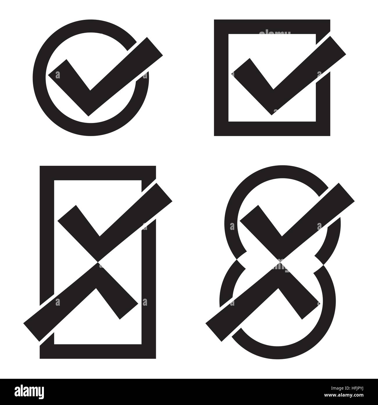 Set of four black vector tick icons Stock Vector Image & Art - Alamy
