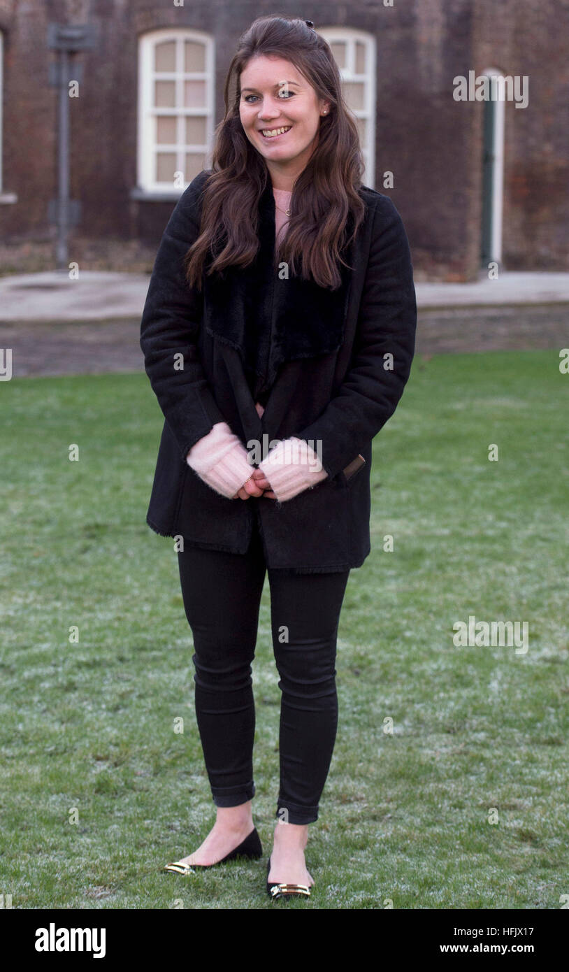 Laura Unsworth at the Tower of London, as she has been awarded an MBE ...