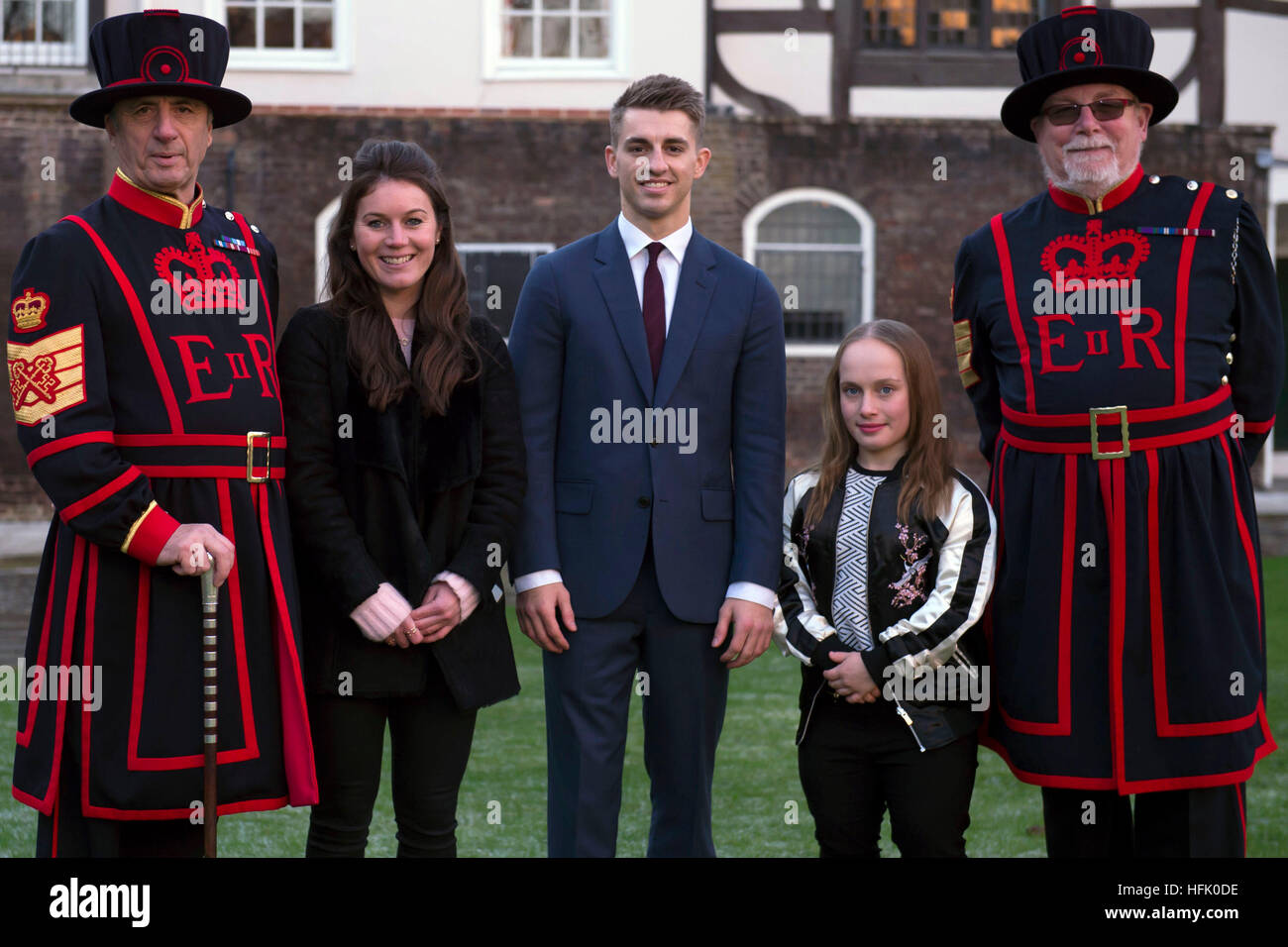 (Left to right) Chief Yeoman Warder Alan Kingshot, Laura Unsworth, Max ...