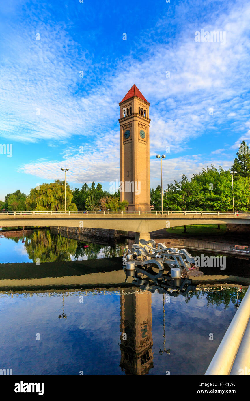 Spokane, Washington - August 6, 2014: Clock Tower in Riverfront park is ...