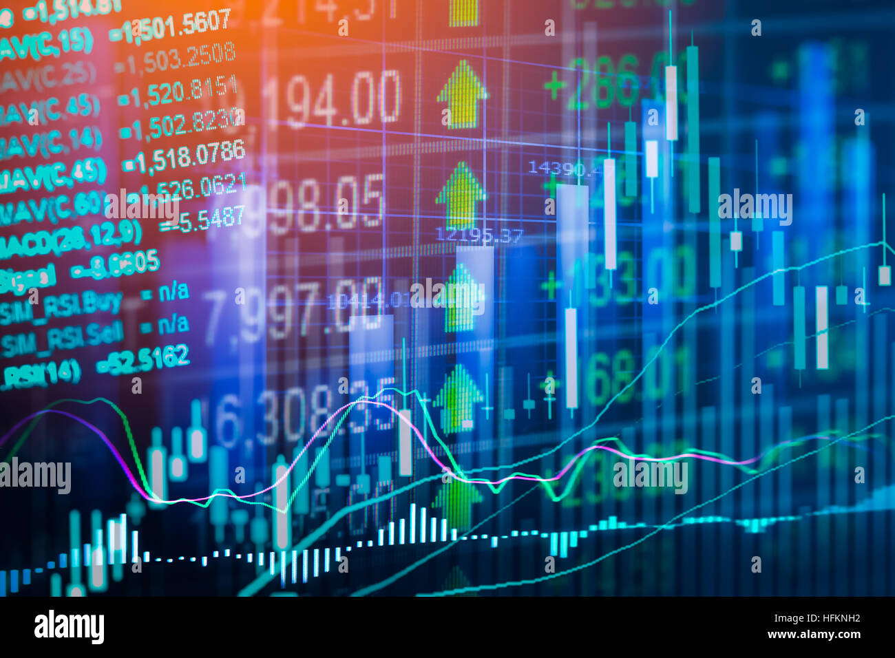 Stock market indicator and financial data view from LED. Double ...
