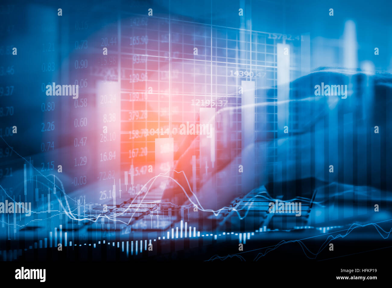 Stock market indicator and financial data view from LED. Double ...