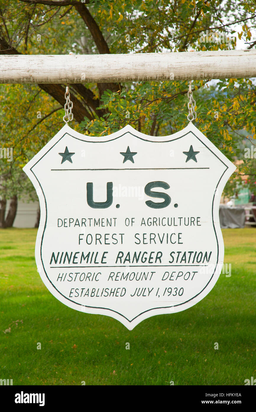 Station entrance sign, Ninemile Remount Depot and Ranger Station, Lolo ...