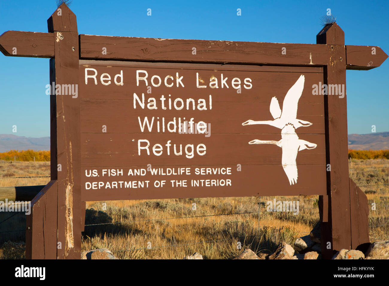 Entrance sign, Red Rock Lakes National Wildlife Refuge, Montana Stock ...