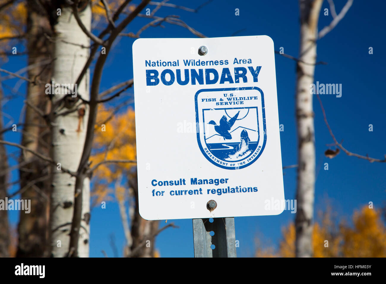 Wilderness boundary sign, Red Rock Lakes National Wildlife Refuge ...