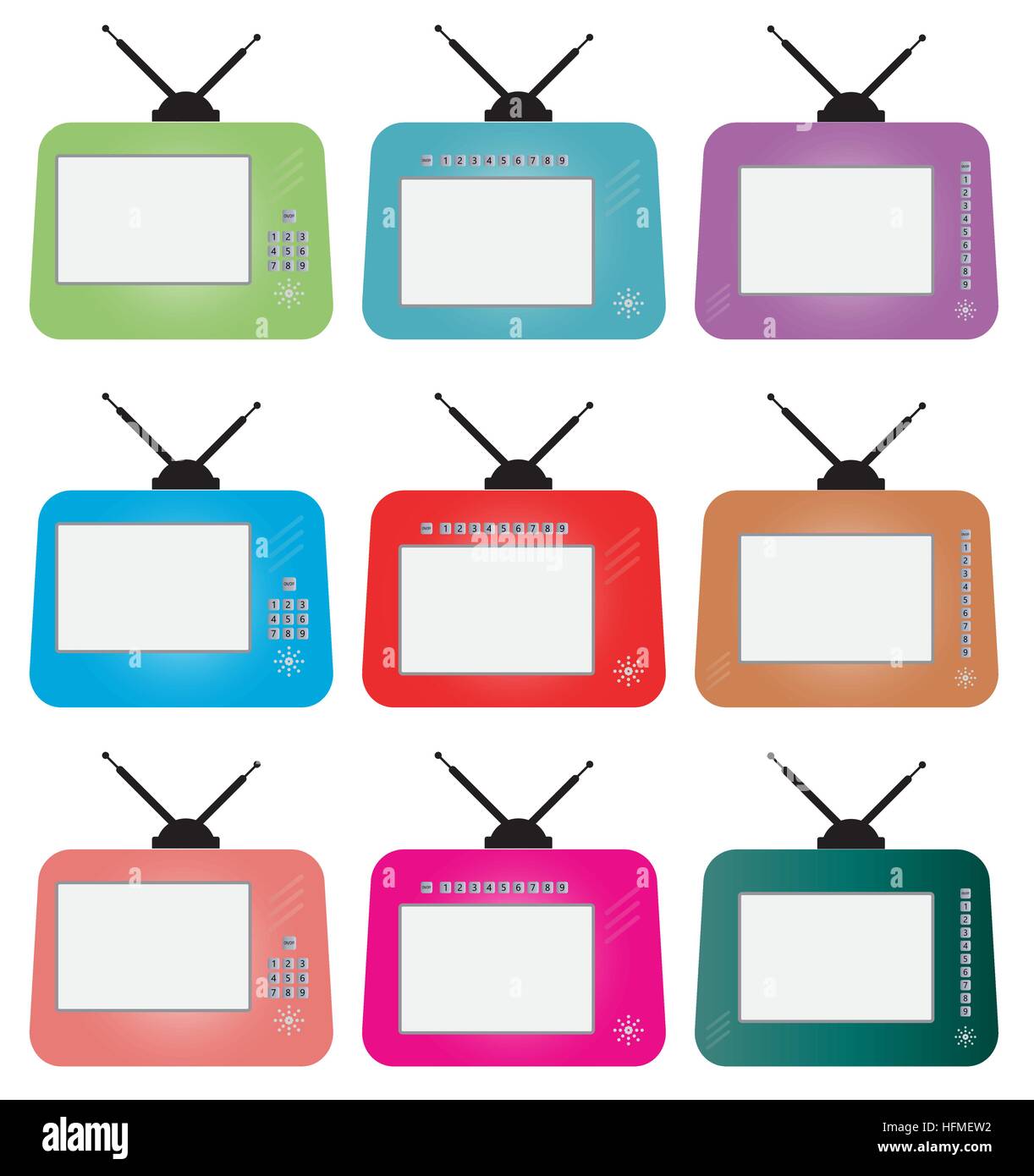 Set of Retro Digit television Vector Illustration Stock Vector Image ...