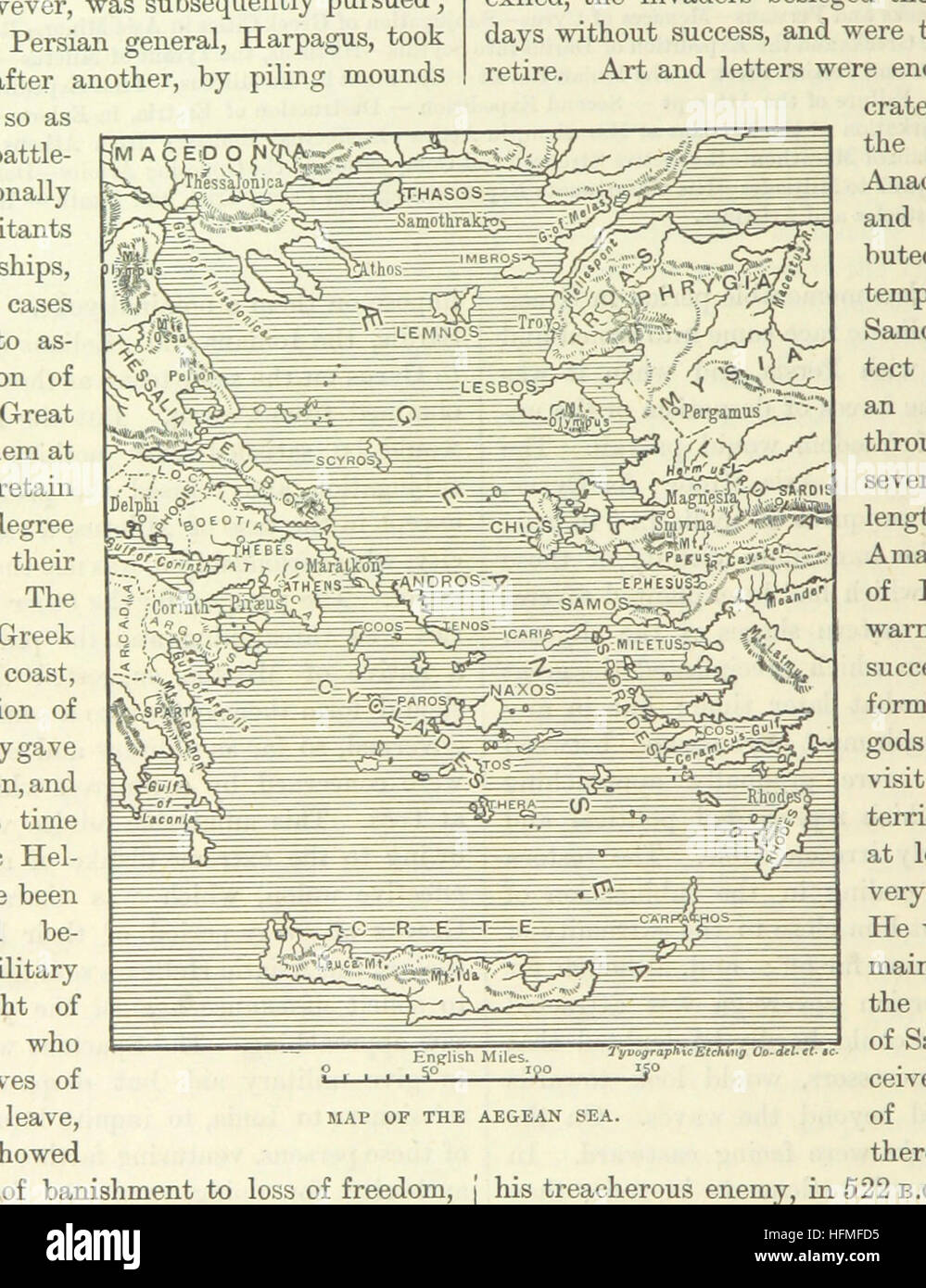 A historical map of Greece, featuring significant regions and ...