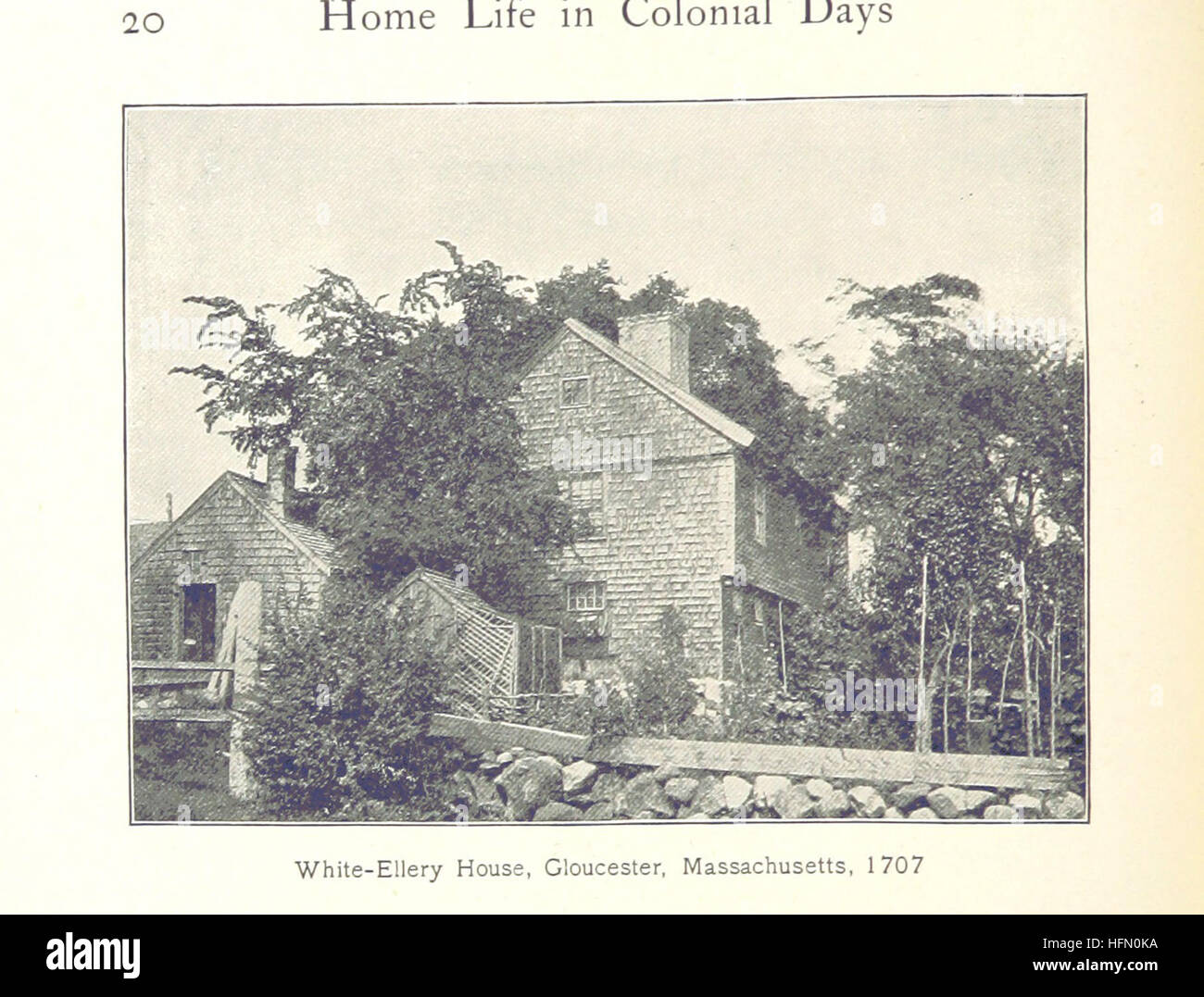 The illustration from 'Home Life in Colonial Days' depicts everyday ...