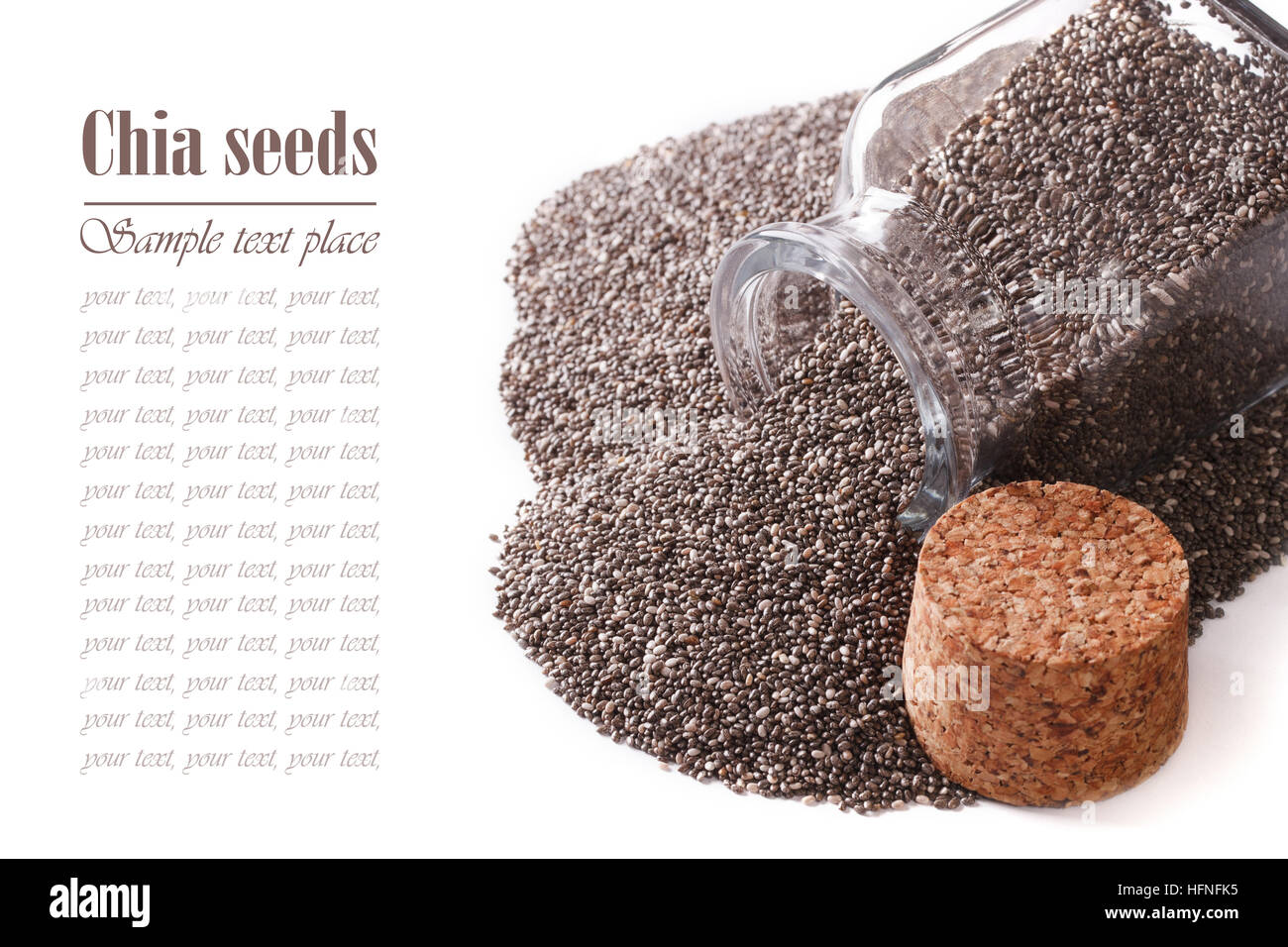 Useful Chia seeds scattered close up isolated on white background ...