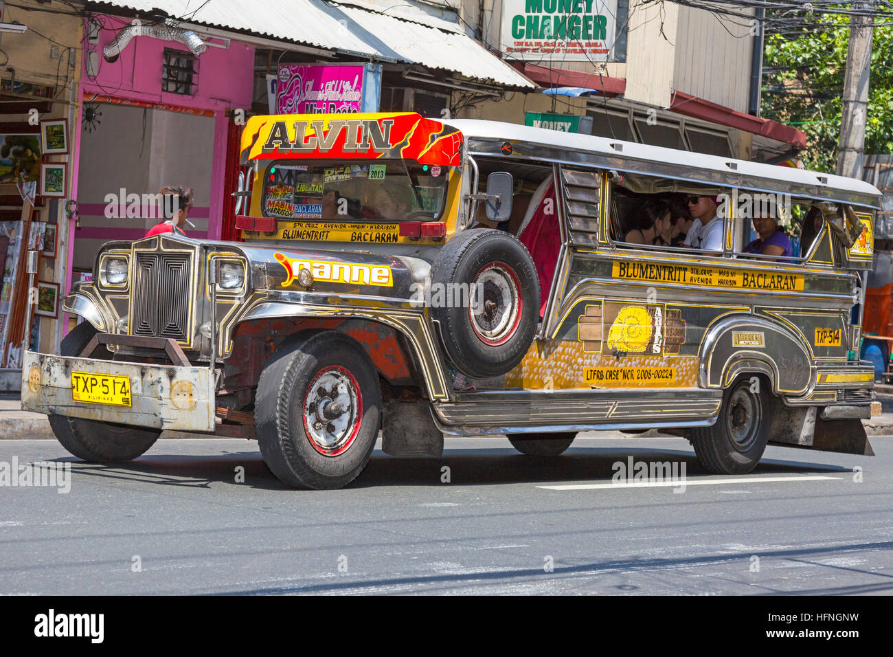 Jeepney service on the street in city centre, Manila, Philippines Stock ...