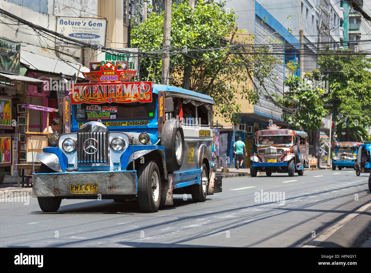 Jeepney service on the street in city centre, Manila, Philippines Stock ...