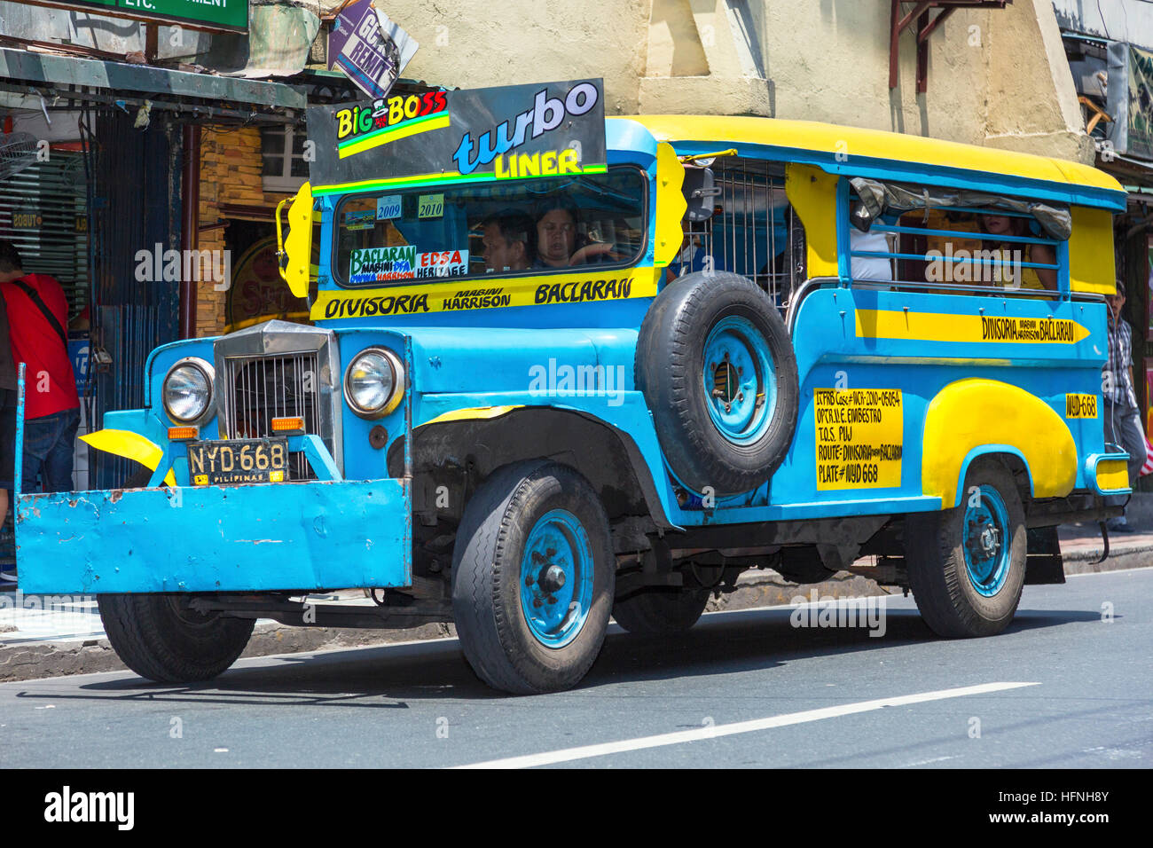 Jeepney service on the street in city centre, Manila, Philippines Stock ...