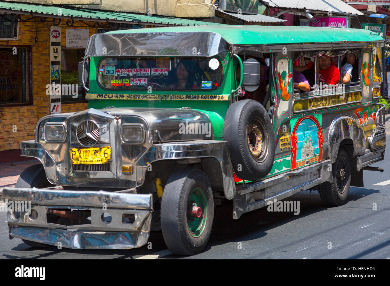 Jeepney service on the street in city centre, Manila, Philippines Stock ...