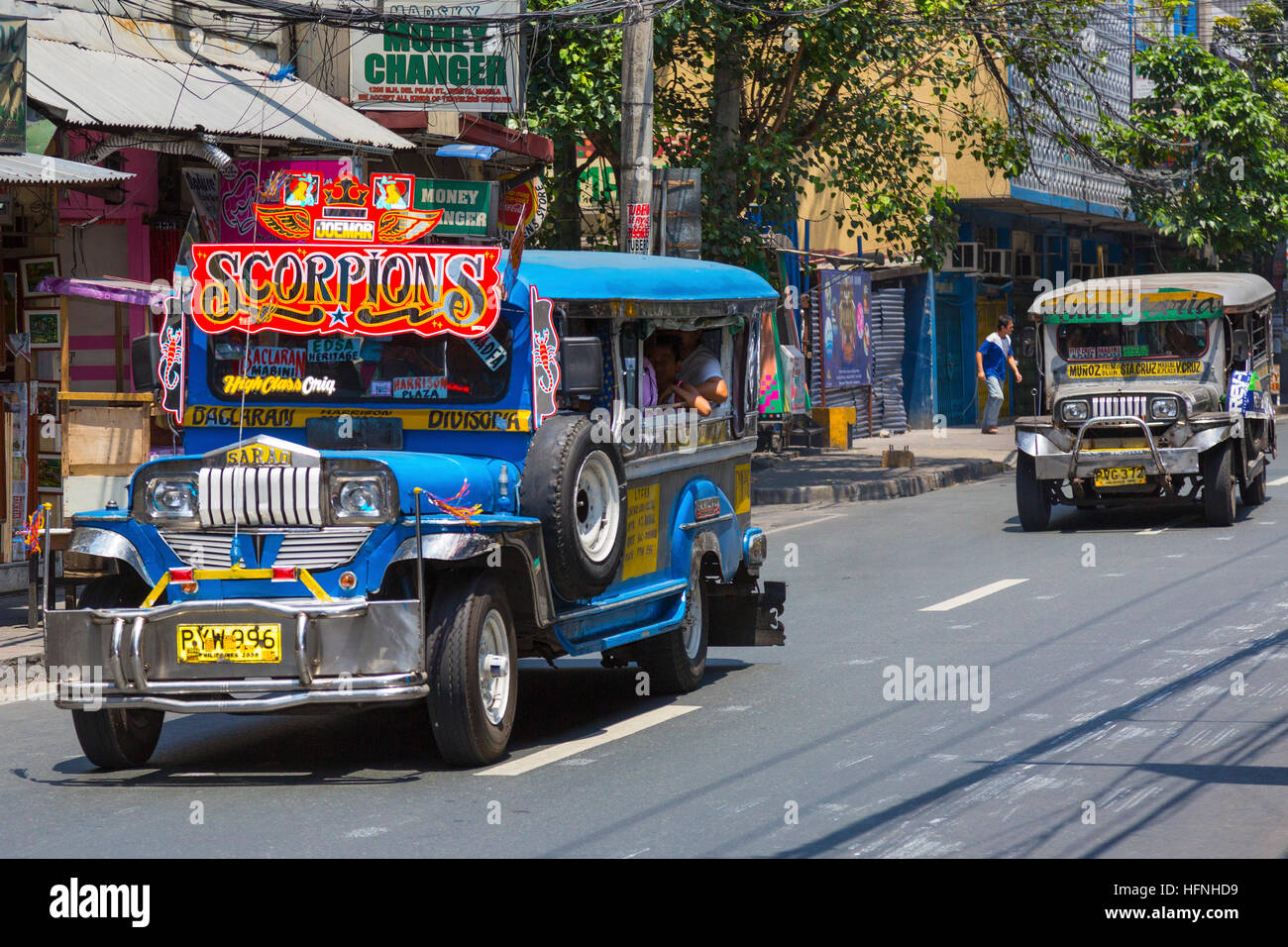 Jeepney service on the street in city centre, Manila, Philippines Stock ...