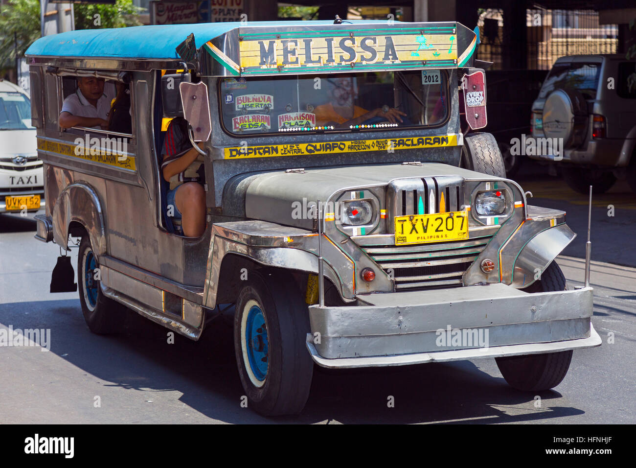 Jeepney service on the street in city centre, Manila, Philippines Stock ...