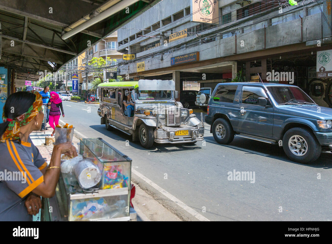 Jeepney service on the street in city centre, Manila, Philippines Stock ...