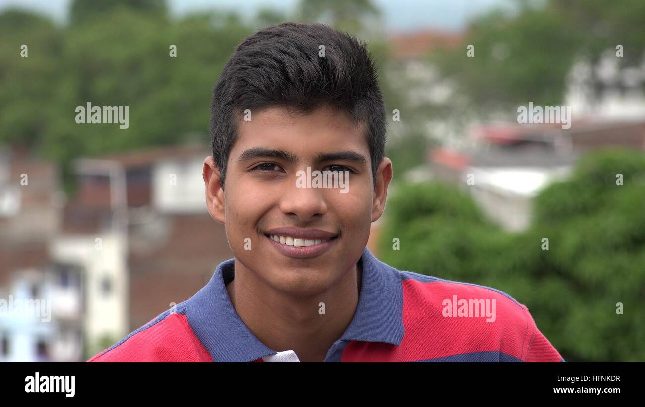 Smiling Teen Hispanic Boy Stock Photo - Alamy