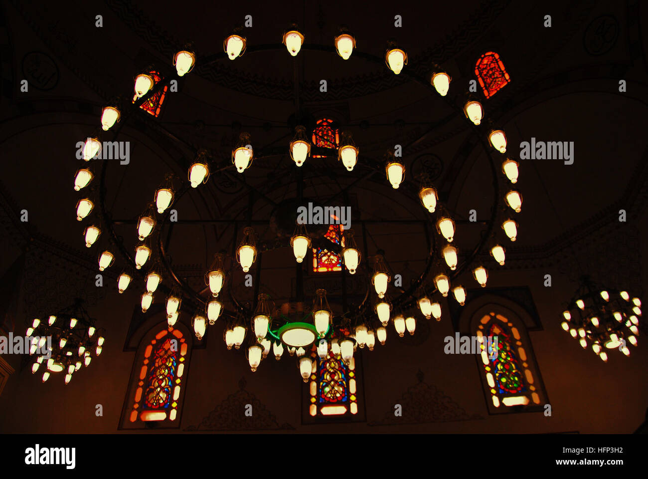 Chandeliers at the night/dark scene Stock Photo - Alamy