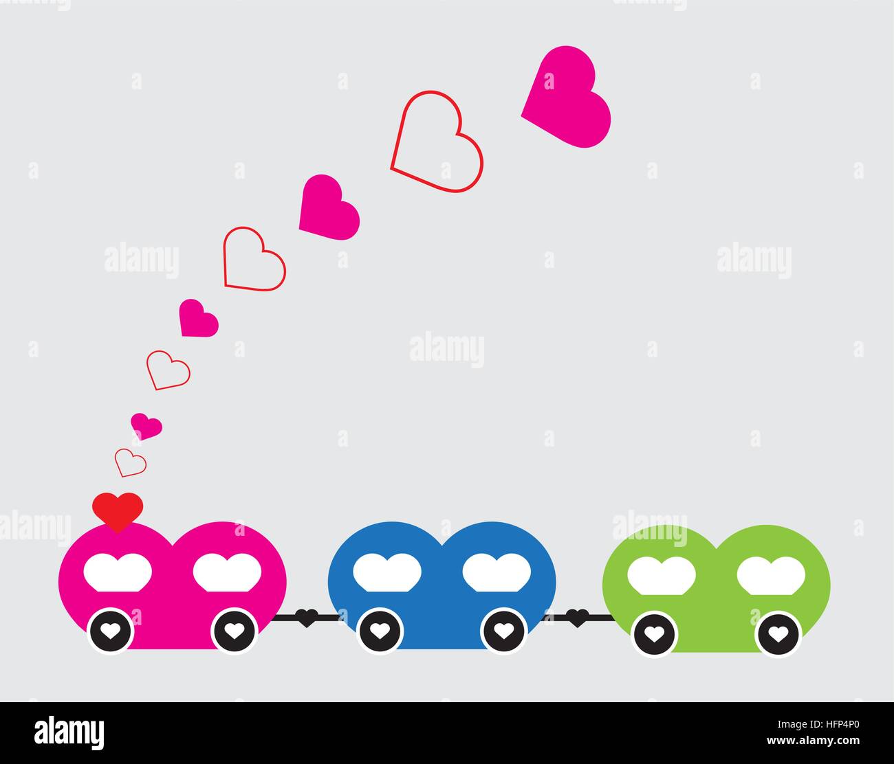 Steam Locomotive and train by heart or Love train idea Vector ...