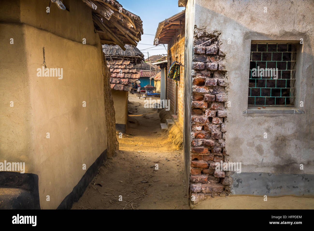 An alleyway that leads into a village in Bankura, West Bengal, India ...