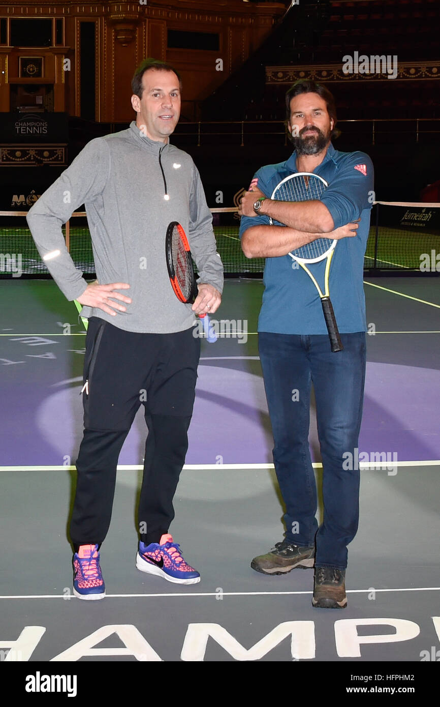 Pat Rafter and Greg Rusedski launch Champions Tennis at the Royal ...