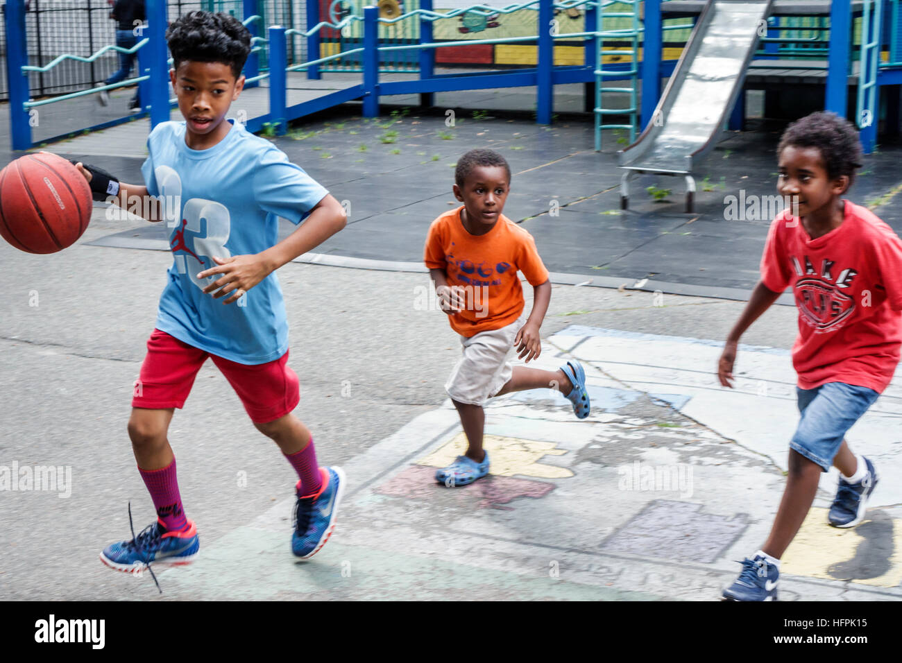 Black Children Playing Basketball