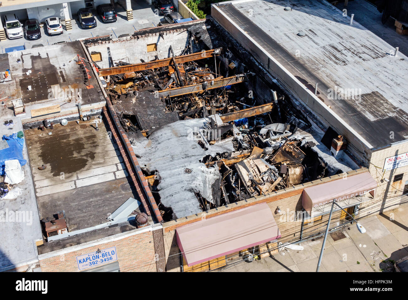 New York City,NY NYC Long Island City,warehouse,overhead view,collapse ...