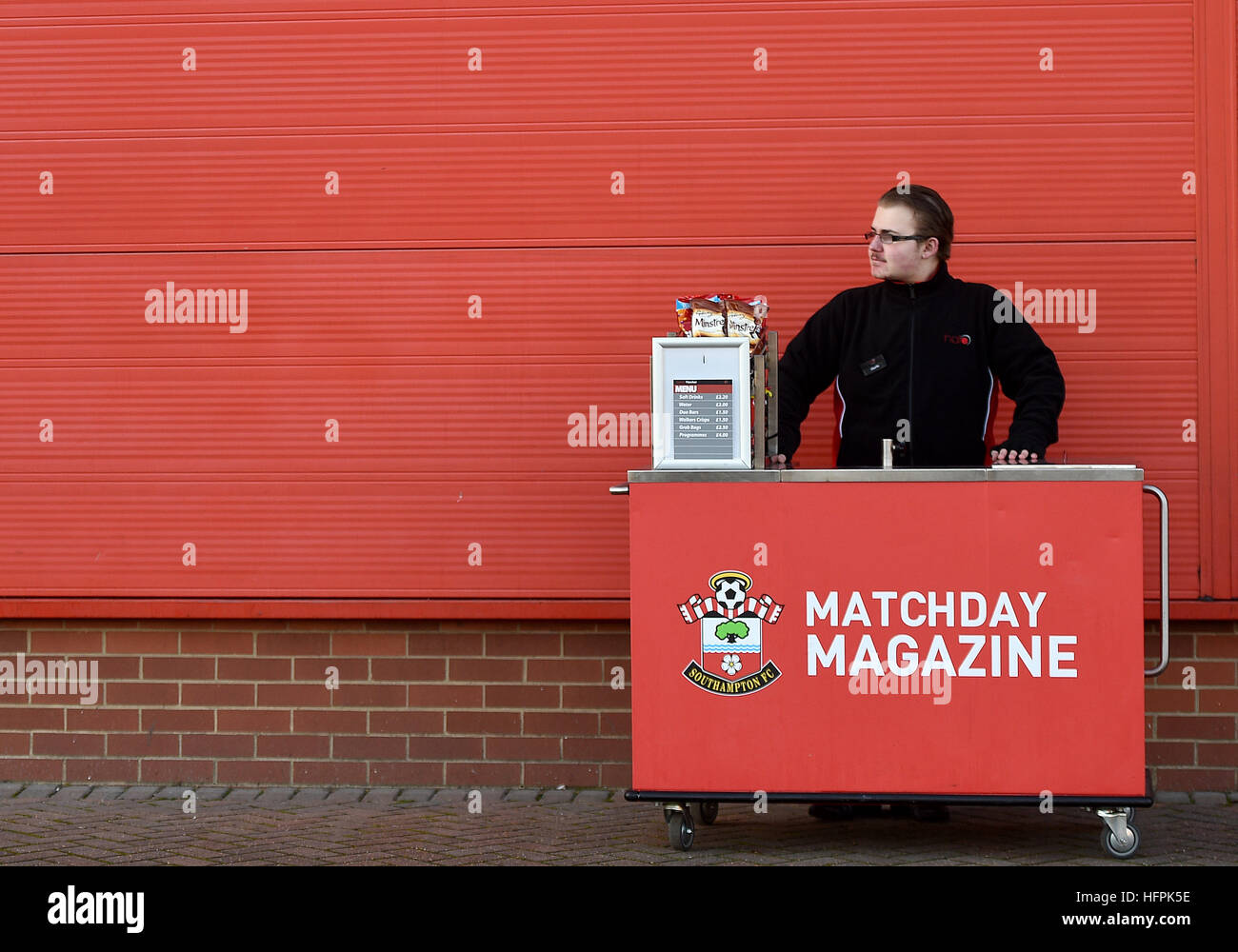 A programme vendor during the Premier League match at St Mary's Stadium ...