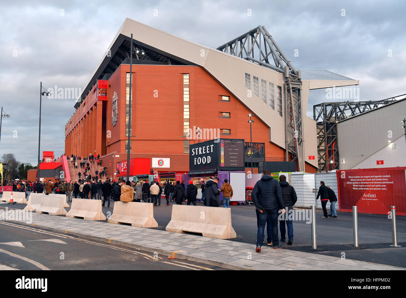They arrive anfield ahead premier league match anfield hi-res stock ...