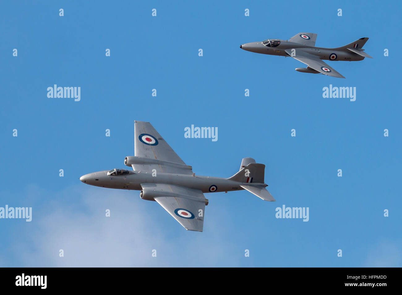 The RAF English Electric Canberra PR9 and Hawker Hunter T.7 jet fighter ...