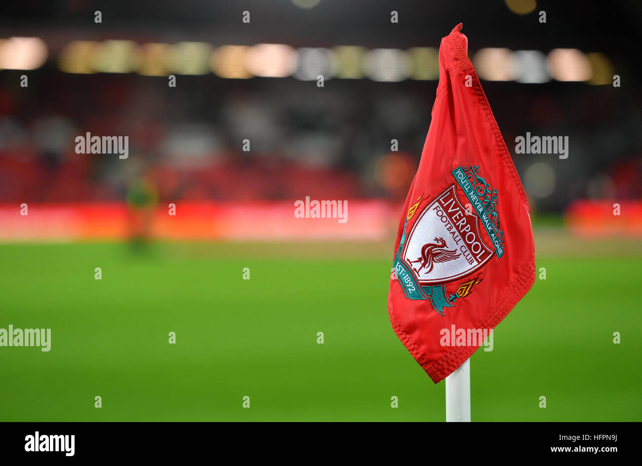 Liverpool branded corner flag hi-res stock photography and images - Alamy