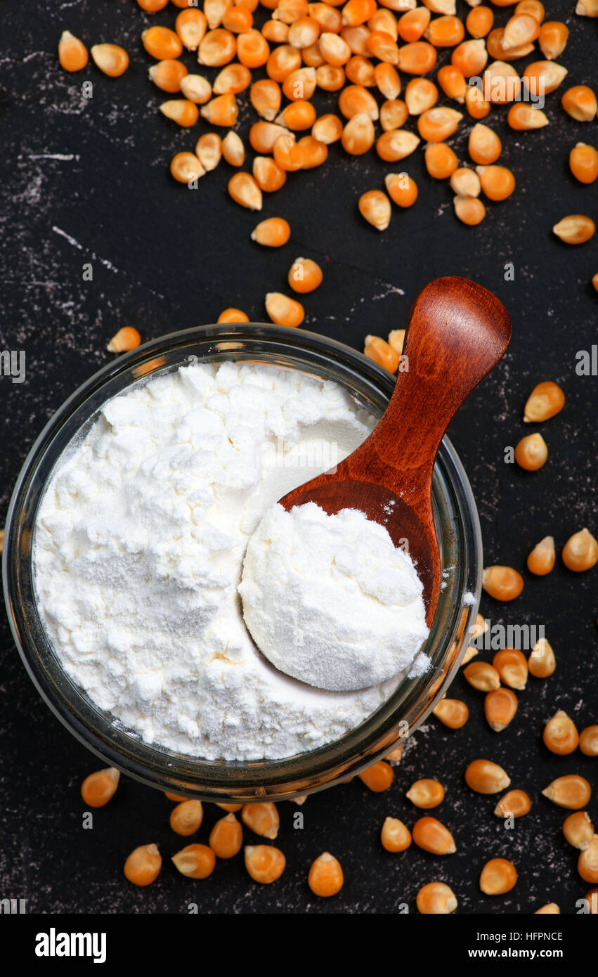 corn starch in bowl and on a table Stock Photo - Alamy