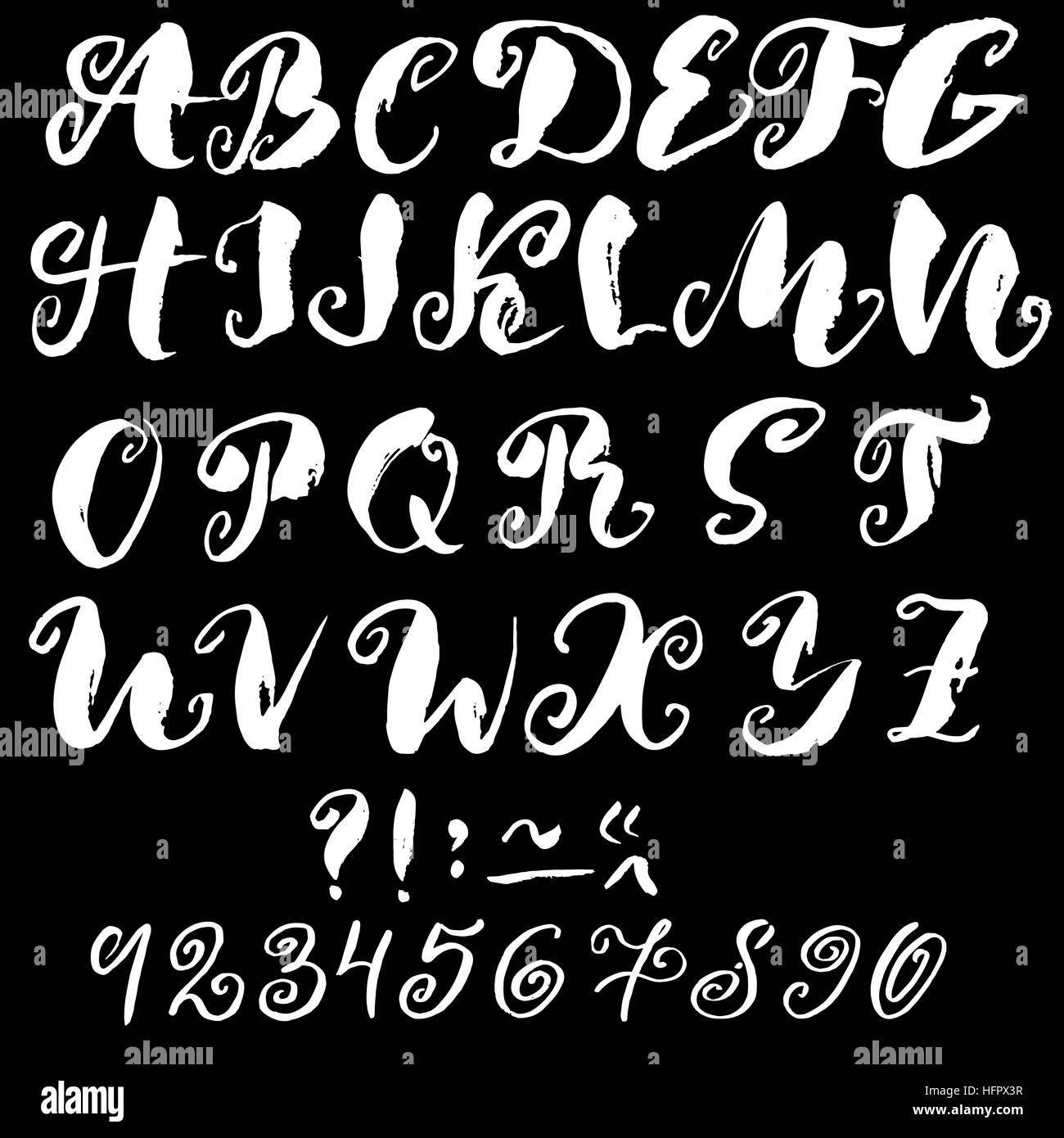 Hand drawn font made by dry brush strokes. Grunge style alphabet with ...