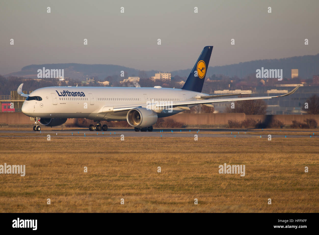 Stuttgart/Germany Dezember 31, 20016: Lufthansa A350 flighttraining at ...