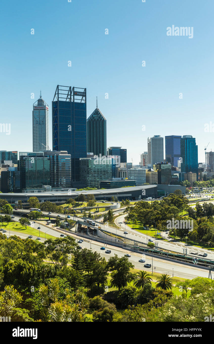 View of the central business district and Swan River waterfront from ...