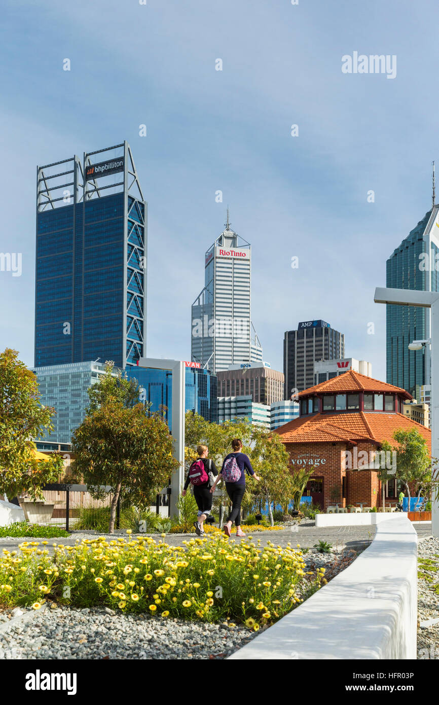 The Island at Elizabeth Quay, with the city skyline beyond, Perth ...