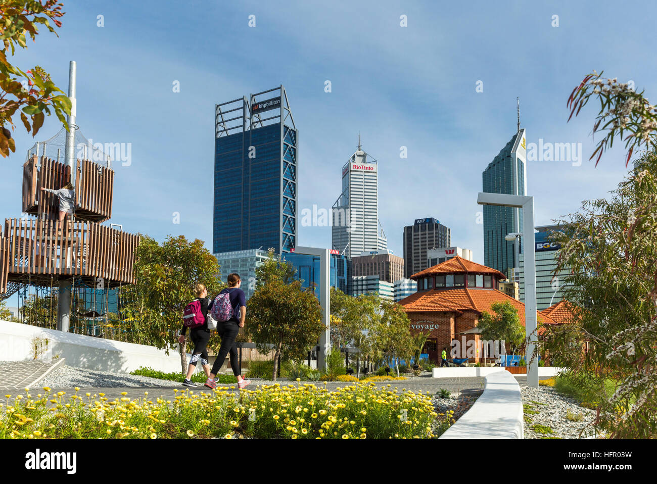 The Island at Elizabeth Quay, with the city skyline beyond, Perth ...