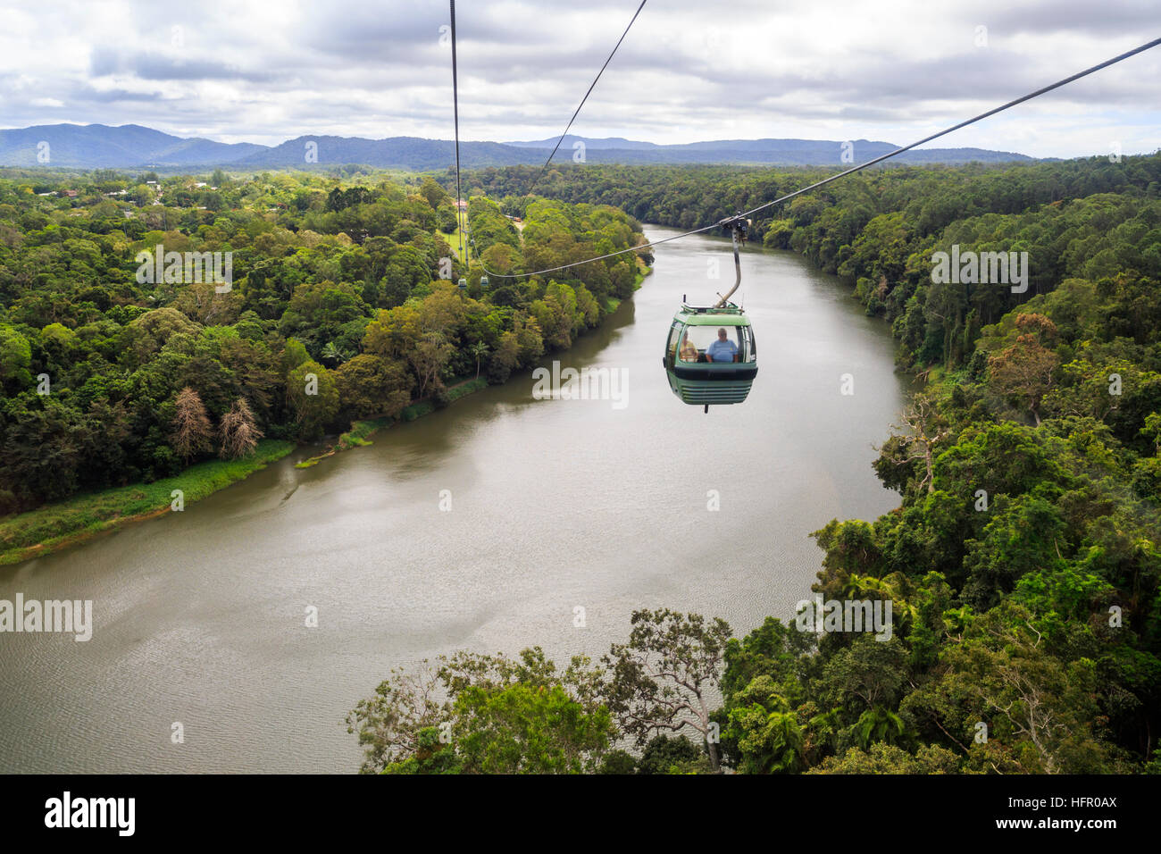Kuranda Skyrail Rainforest Cableway cable above the Barron River ...