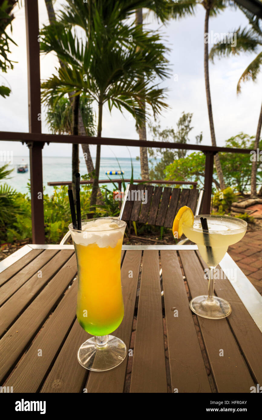 Cocktails at Foxy's Bar on Fitzroy Island Stock Photo - Alamy