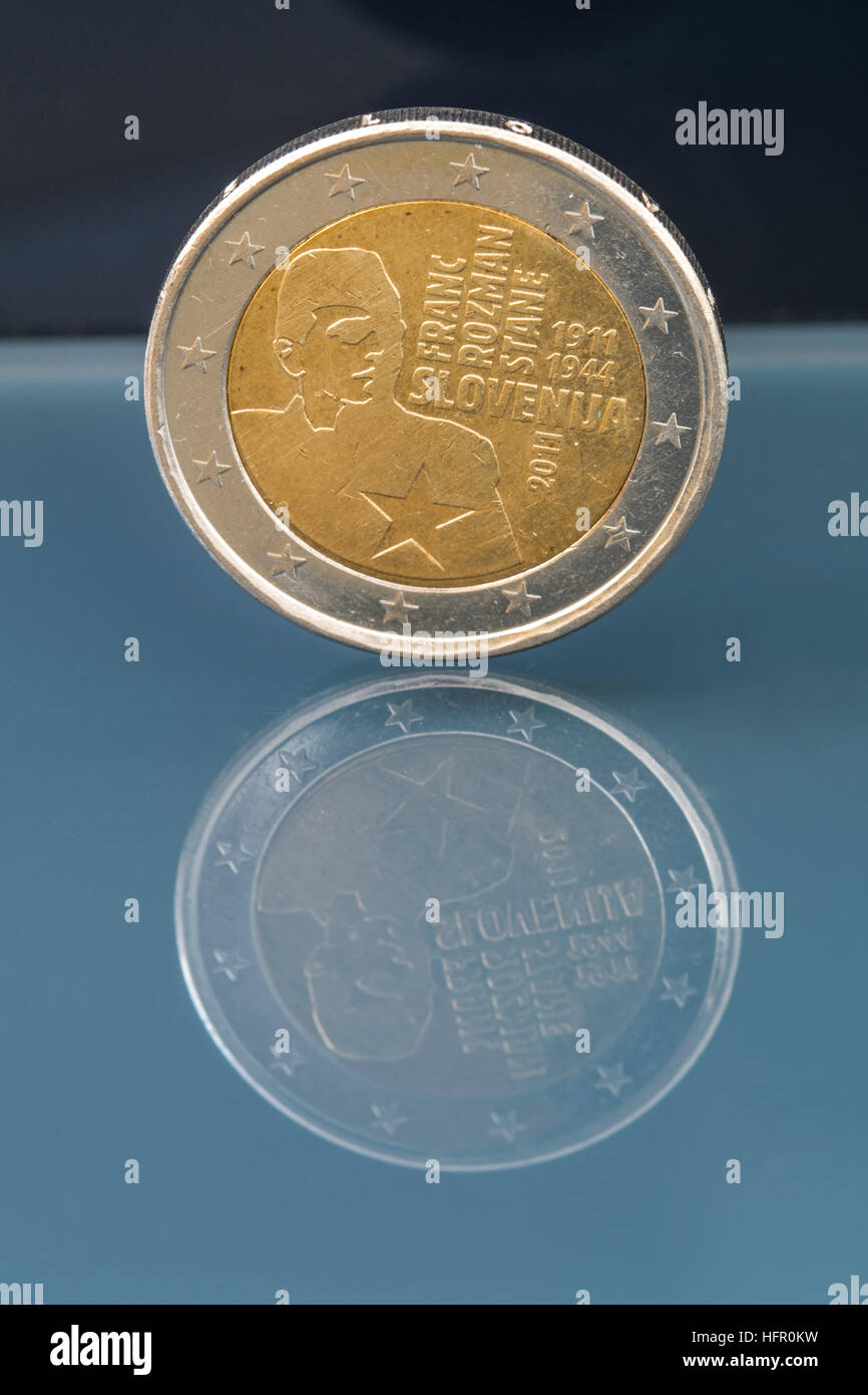Commemorative 2 EUR coin issued to celebrate the 100th anniversary of ...