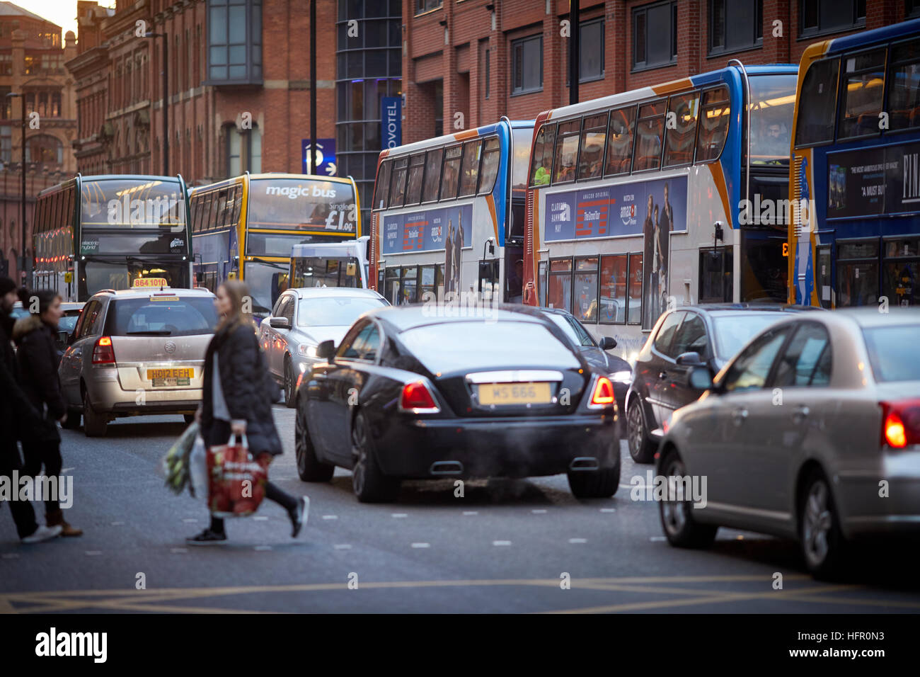 busy traffic Manchester city centre buses Transport transporter ...