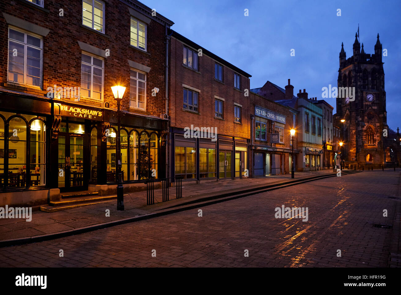 Stockport Manchester Market place Dusk dawn night evening dark night ...