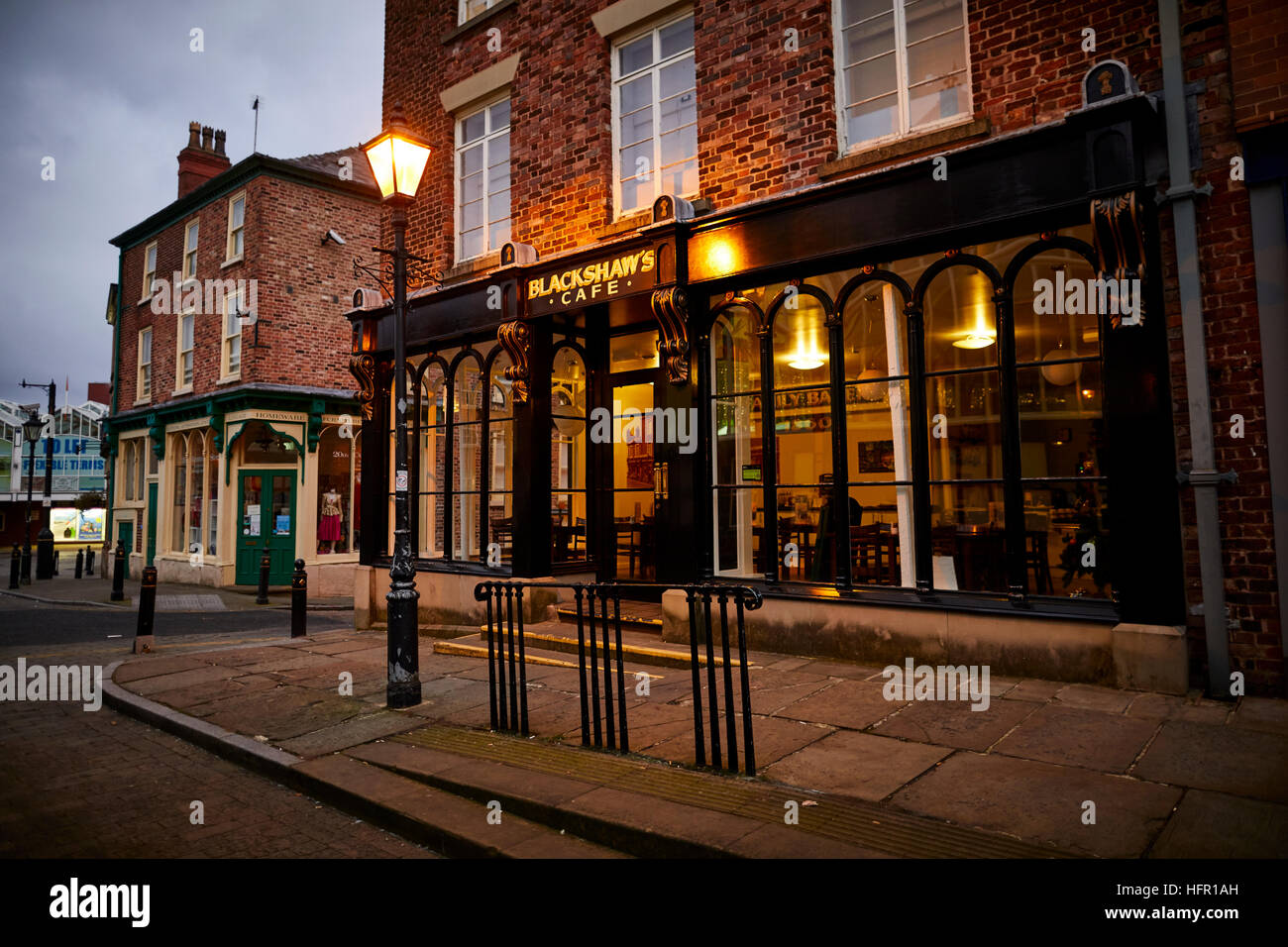 Stockport Manchester Market place Dusk dawn night evening dark night ...