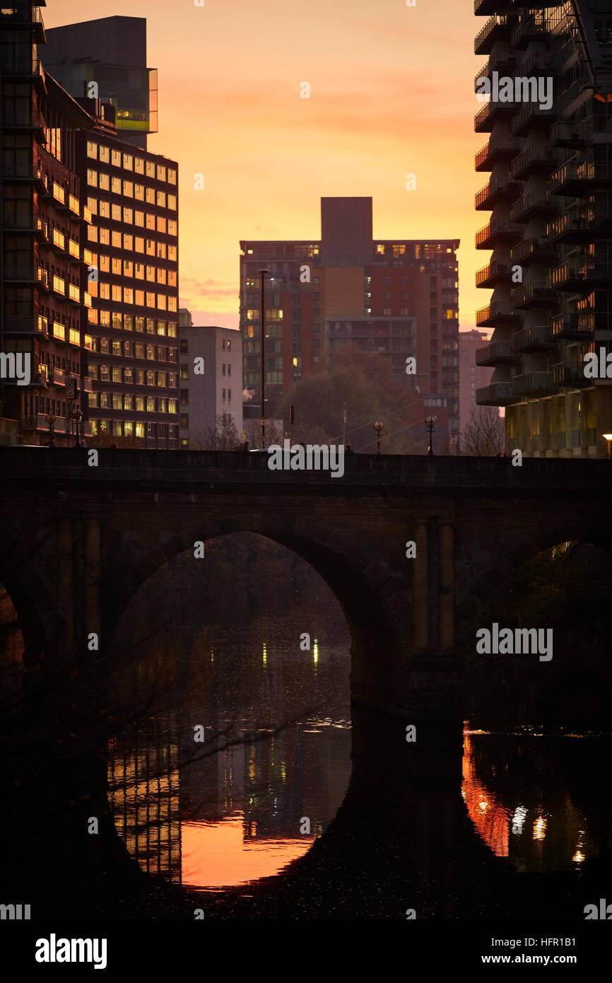 Manchester River Irwell sunset Salford boundary Blackfriars Street ...